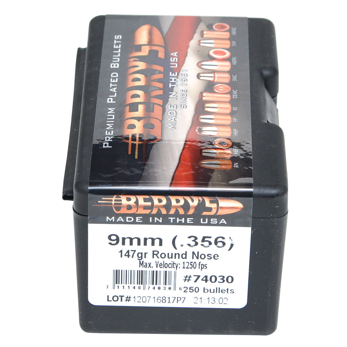 Berry's 74030 Superior Pistol 9mm/356 147gr Round Nose 250/Box — AmmoJoy
