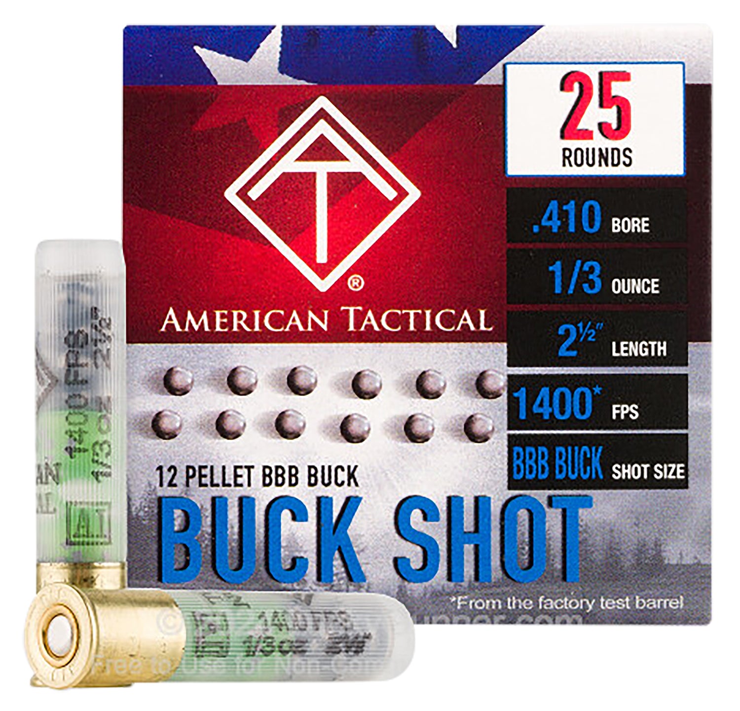 ATI ATIAC410BBB Shotshell 410Gauge 12Pellets BBBShot 25 Per Box/10 Cas ...
