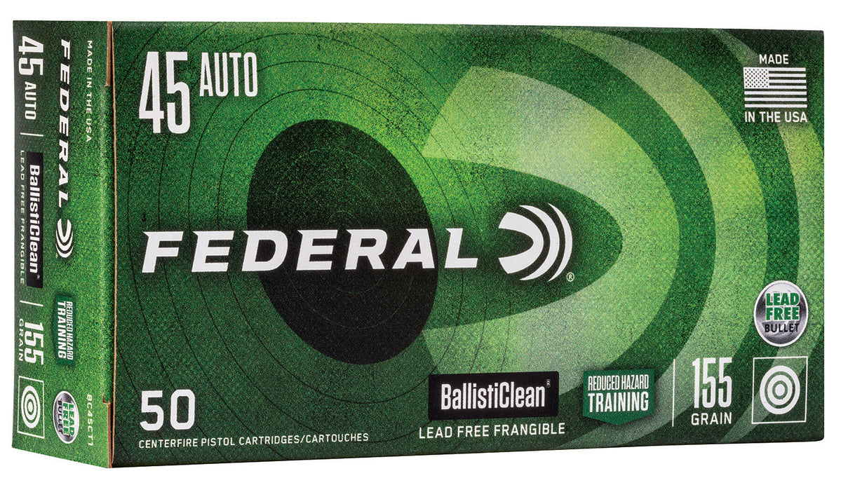 Federal BC45CT1 BallistiClean Reduced Hazard Training 45ACP 155gr Lead ...