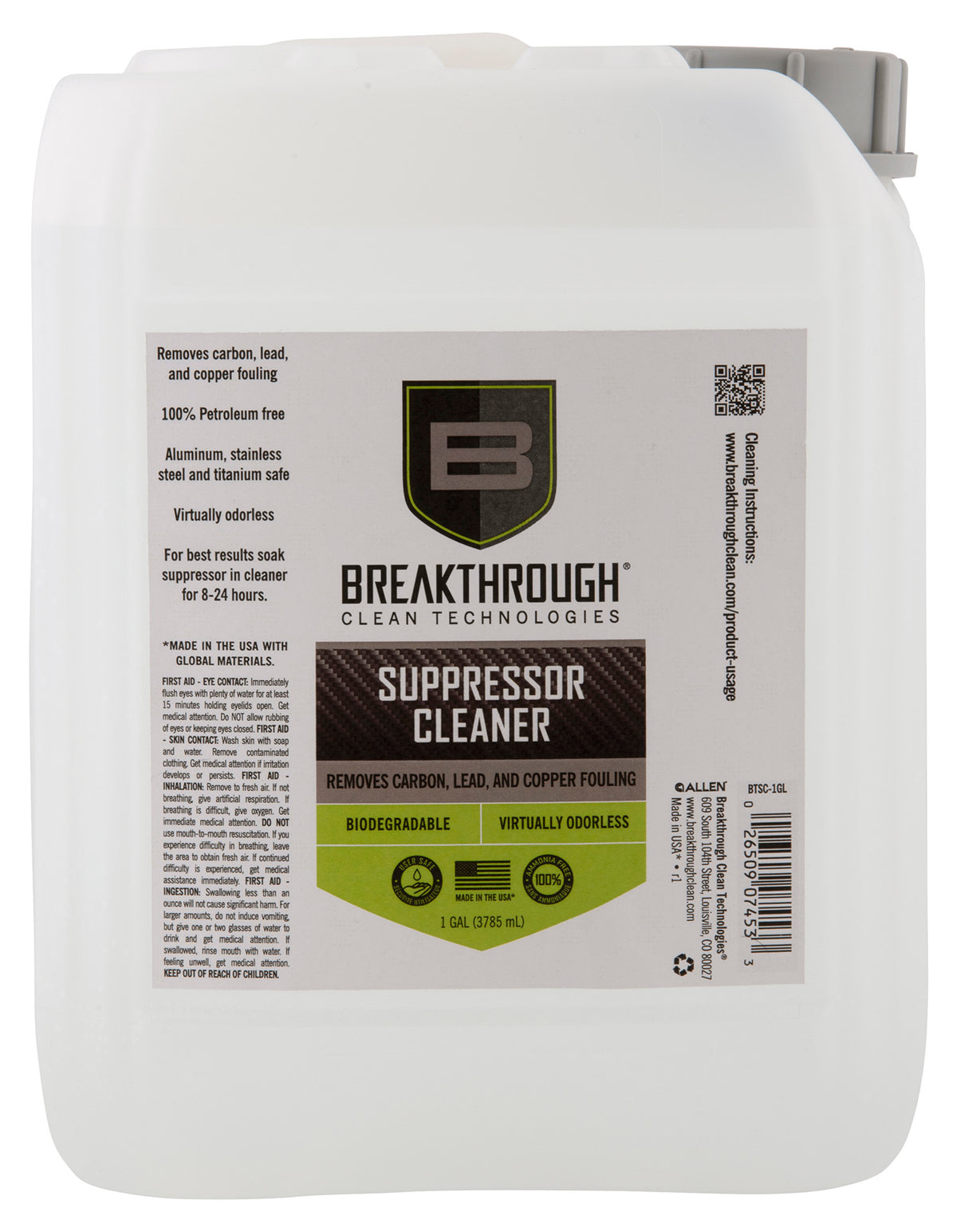 Breakthrough Clean BTSC1GL Suppressor Cleaner 1 Gallon — AmmoJoy