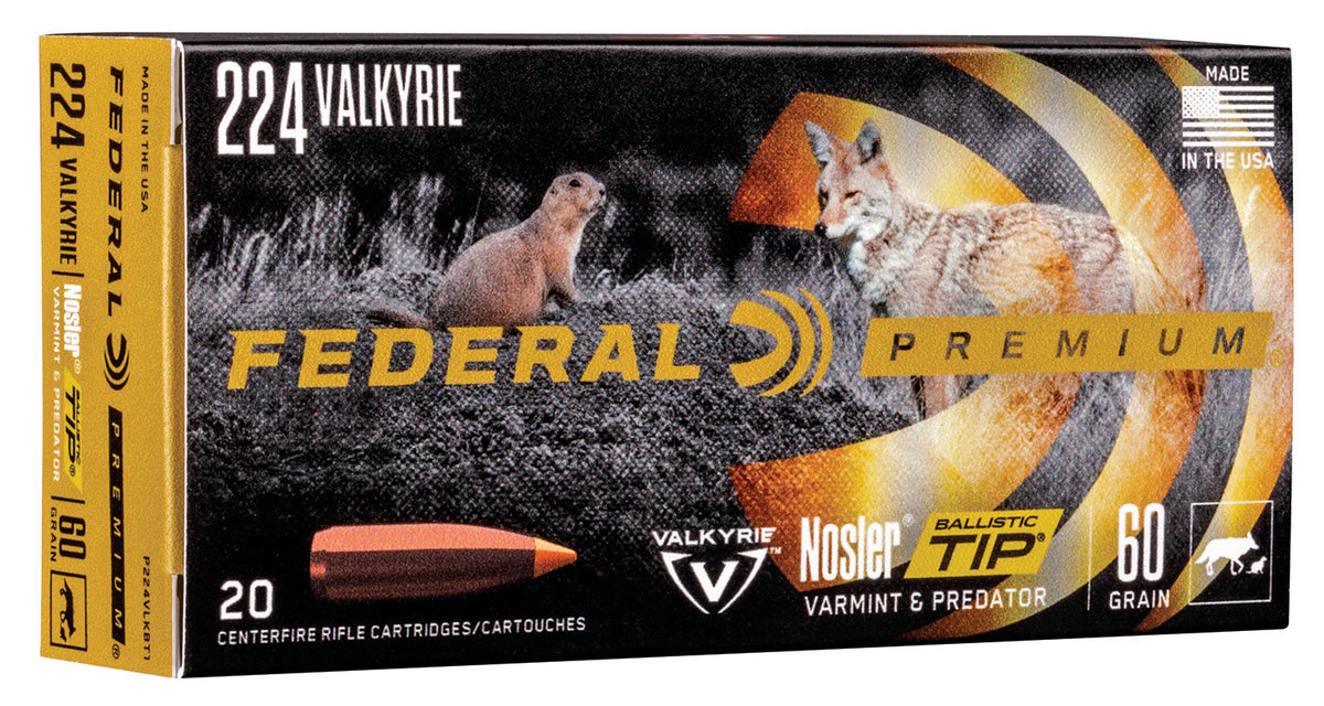 Federal P224VLKBT1 Premium Varmint & Predator 224 Valkyrie 60 gr 3300 ...