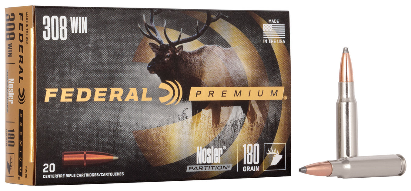 Federal P308E Premium 308 Win 180 gr Nosler Partition (NP) 20 Per Box ...