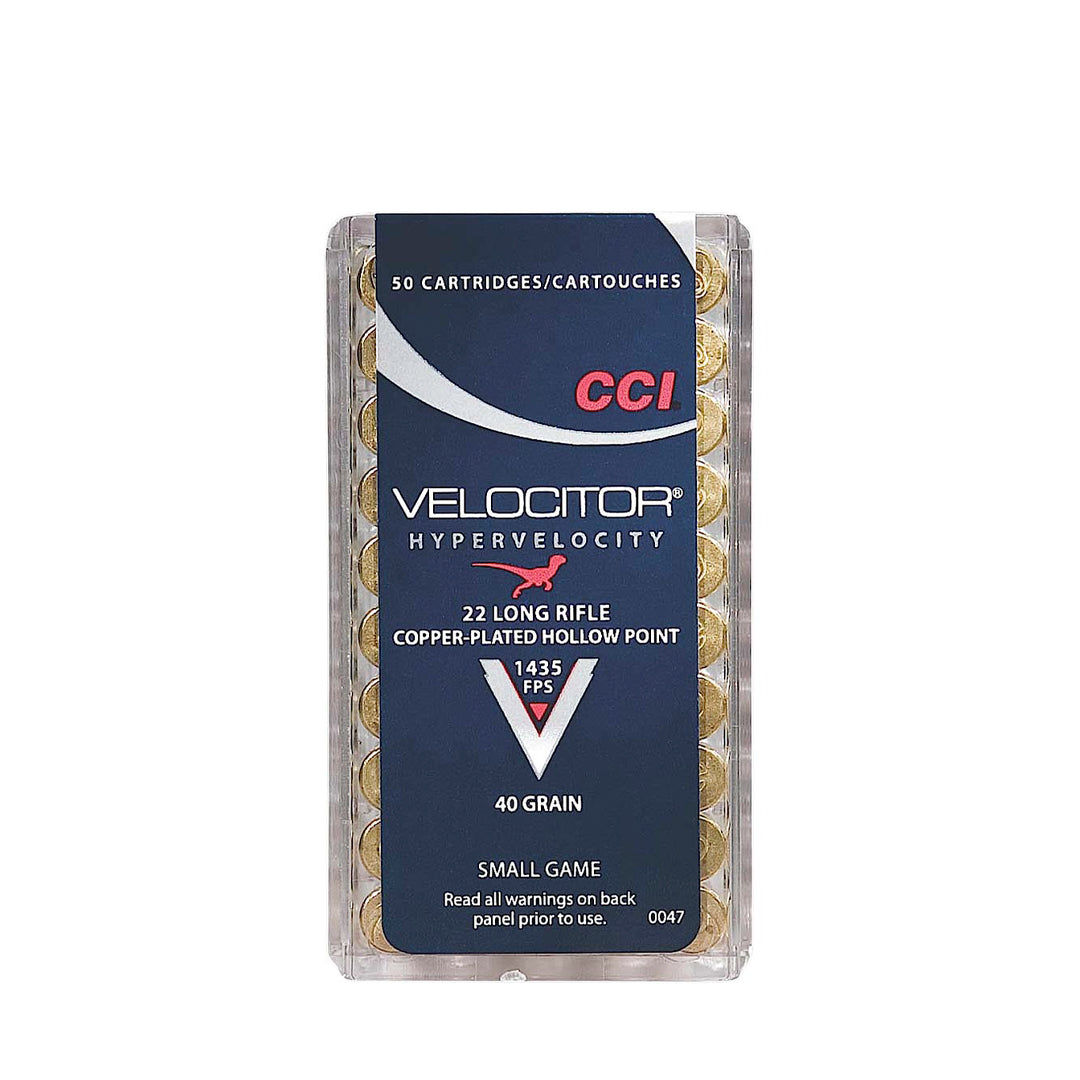 CCI 0047 Velocitor Rimfire 22LR 40gr Copper Plated Hollow Point 50 Per ...