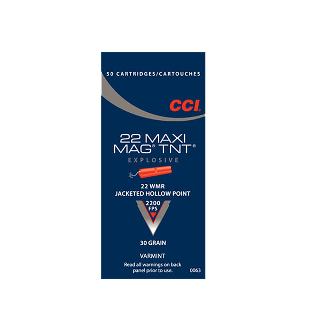 CCI 0063 Maxi-Mag TNT 22WMR 30gr TNT Jacketed Hollow Point 50 Per Box ...