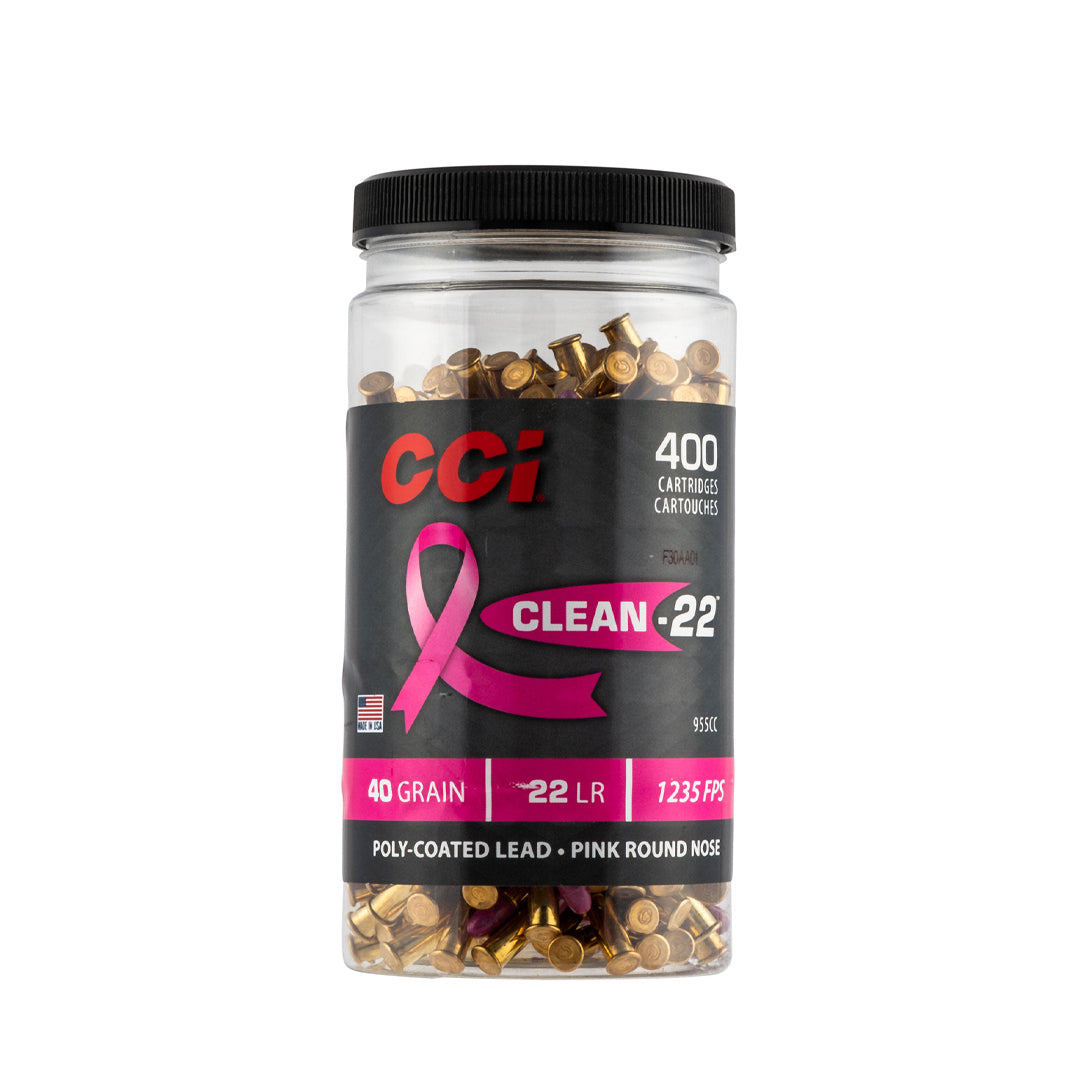 CCI 955CC Clean-22 Rimfire 22LR 40gr Lead Round Nose 400 Per Box/8 Cas ...